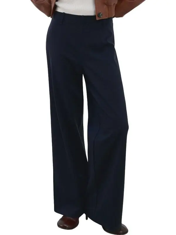 Mango Straight-leg Pull-on Pants - Navy