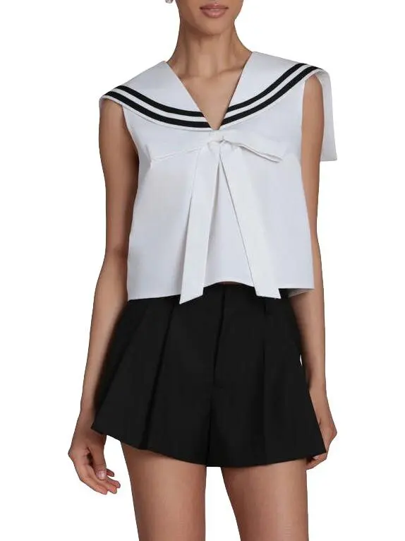 Avec Les Filles Sailor Sleeveless Top - White