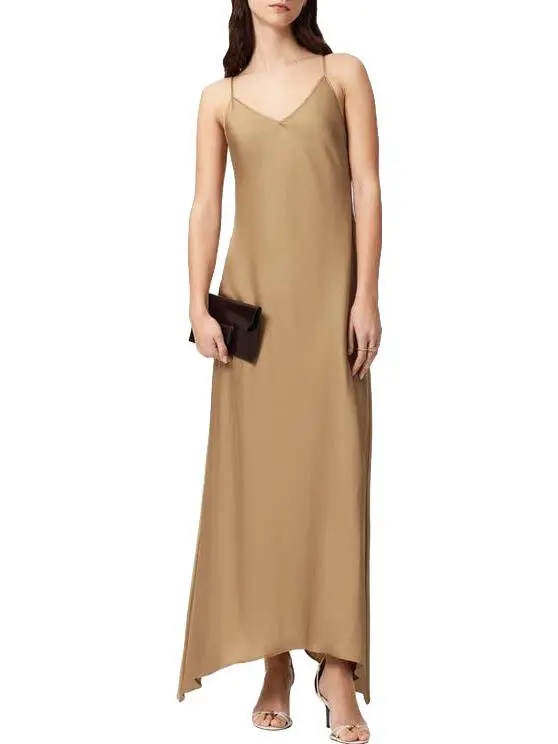 ALLSAINTS Leona Handkerchief Hem Maxi Slipdress - Pinto Brown