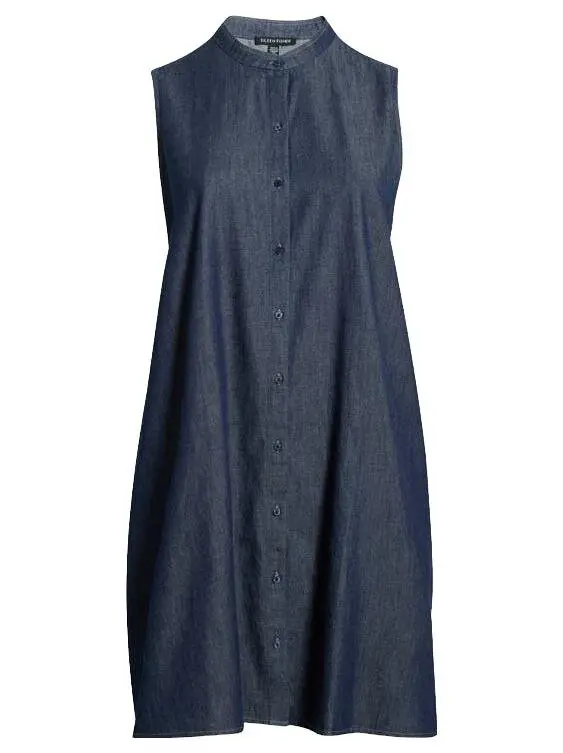 Eileen Fisher Sleeveless A-line Denim Dress - Dark Indigo