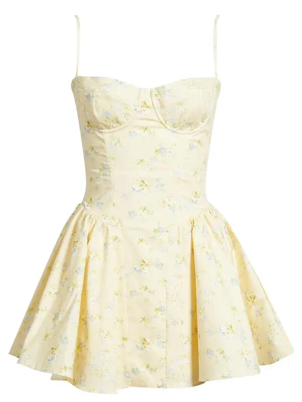 House Of Cb Samaria Floral Mini Dress - Lemon Floral