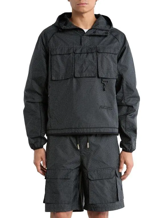 RC OUTDOOR SUPPLY Tahoe Water Repellent Nylon Ripstop Hooded Anorak - Black