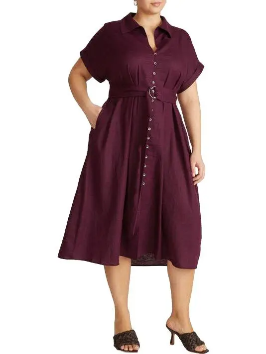 Universal Standard Sandy Linen Blend Shirtdress - Acai Purple