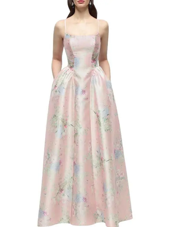 Dessy Collection Jillian Floral Satin Twill Gown - Esme Floral