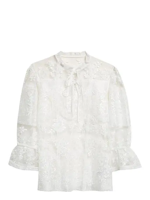 REISS Demi Lace Top - Ivory