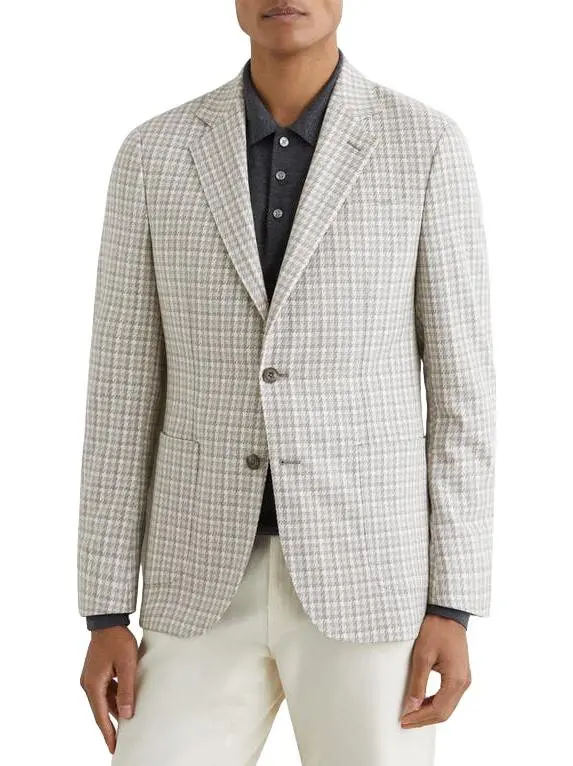 REISS Canty Houndstooth Knit Sport Coat - Soft Grey