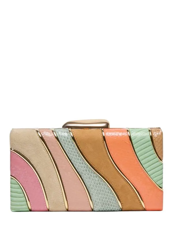 Dolce Vita Multi Panel Frame Clutch - Gold Multi