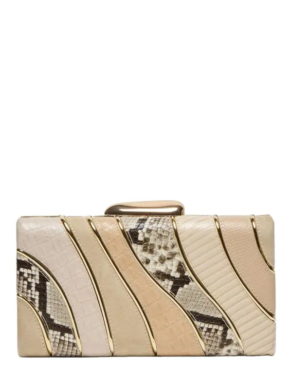 Dolce Vita Multi Panel Frame Clutch - Natural