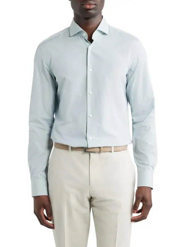 BOSS Hank Kent Slim Fit Cotton Dress Shirt - Open Green