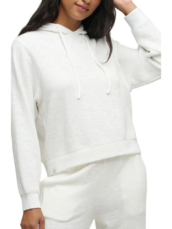 Barefoot Dreams Seamed Slub Cotton Blend Double Knit Hoodie - Pearl