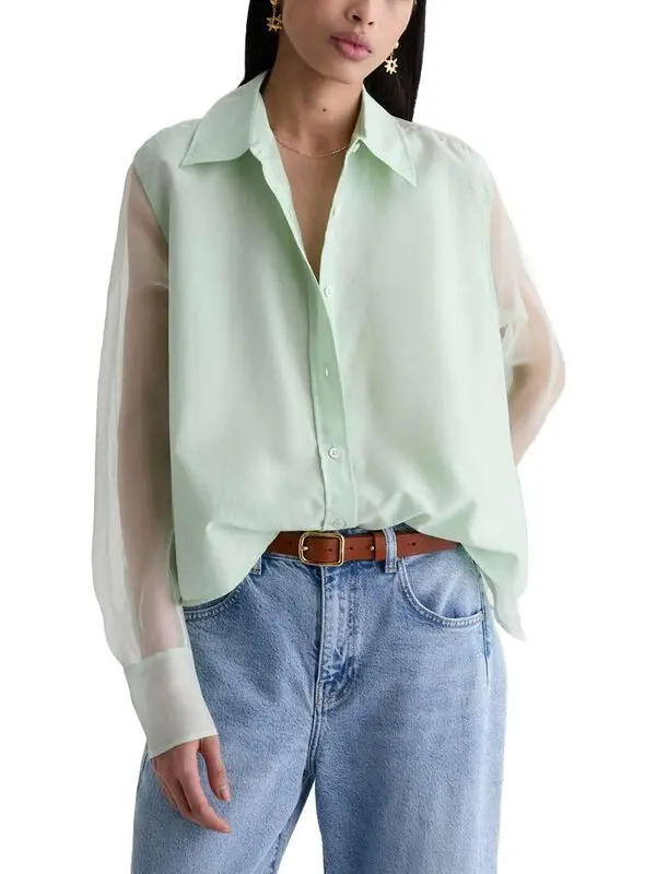 Ag Oversized Silk And Cotton Button-up Shirt - Summer Vine