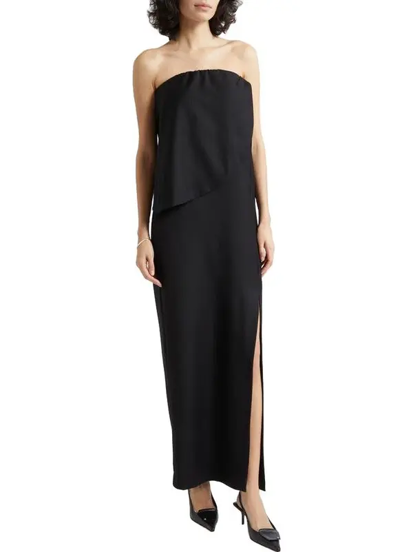 Posse Elspeth Strapless Wool Maxi Dress - Black
