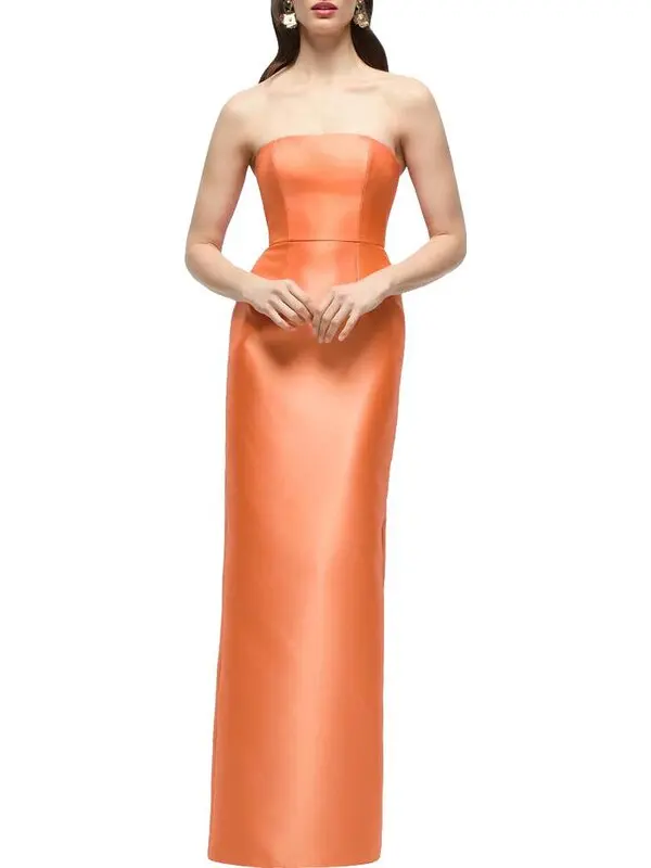 Alfred Sung Jacqueline Strapless Column Gown - Portofino Orange