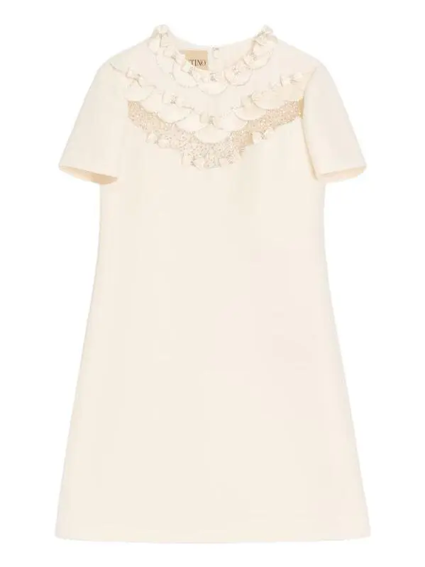 Valentino Garavani Embroidered Crepe Couture Short Dress - Ivory