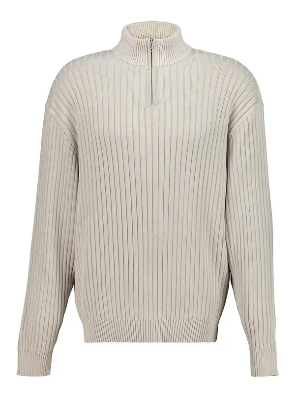 Balenciaga Ribbed Zip-neck Jumper - Grey