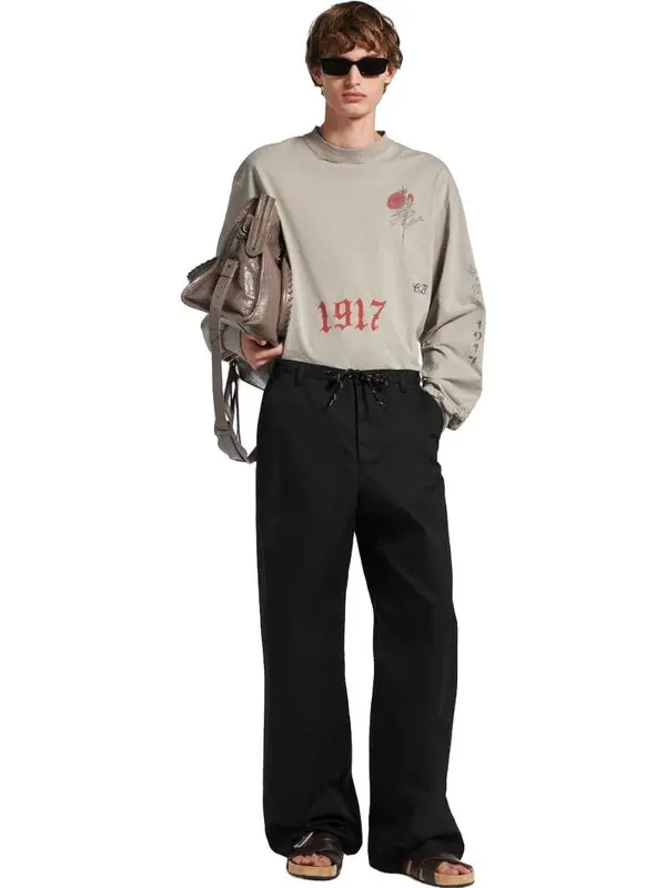 Balenciaga Relaxed Fit Cotton Chino Pants - Black