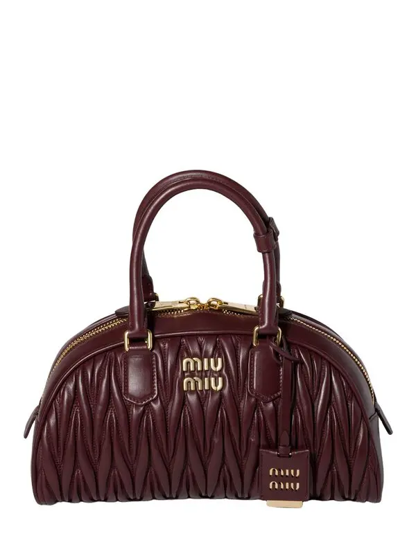 Miu Miu Arcadie Matelassé Nappa Leather Bag - Burgundy