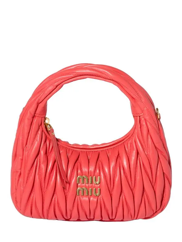 Miu Miu Wander Matelassé Nappa Leather Hobo Bag - Coral