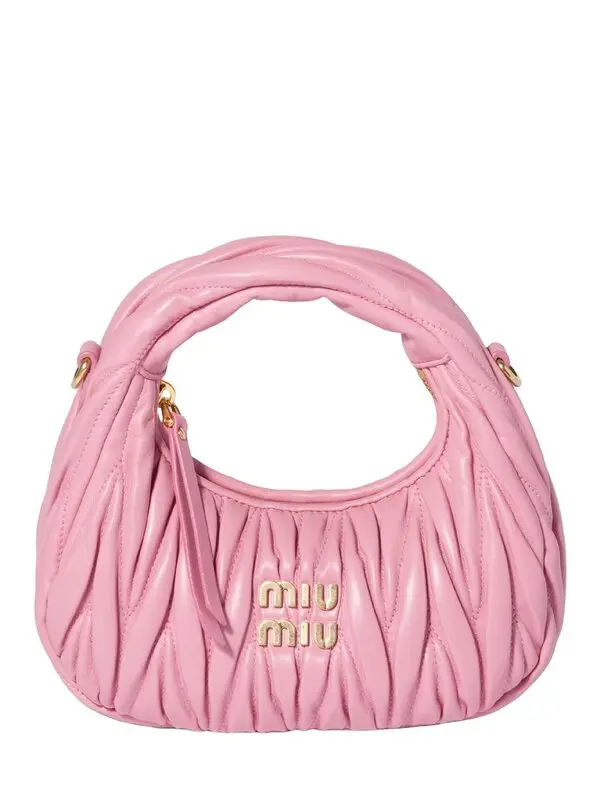 Miu Miu Wander Matelassé Nappa Leather Hobo Mini-bag - Pink