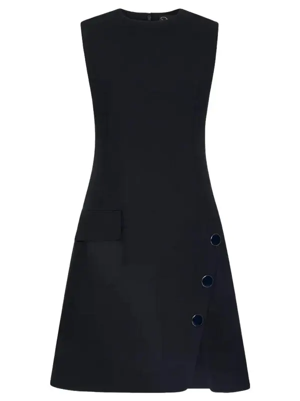 Oscar De La Renta Button Detailed Sleeveless Dress - Blue