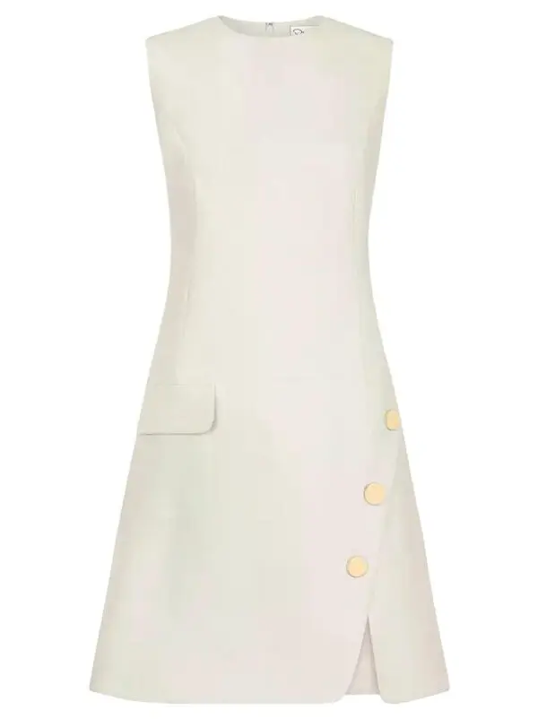 Oscar De La Renta Button-detailed Wool-blend Dress - Neutrals