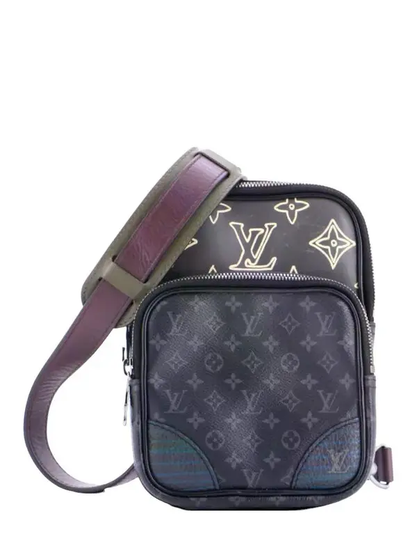 LOUIS VUITTON Amazone Sling Bag Patchwork Monogram Eclipse Canvas And Printed Leather - Black