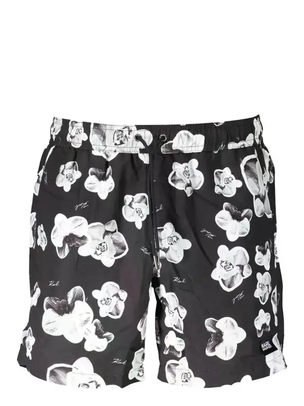 Karl Lagerfeld Floral-print Swim Shorts - Black