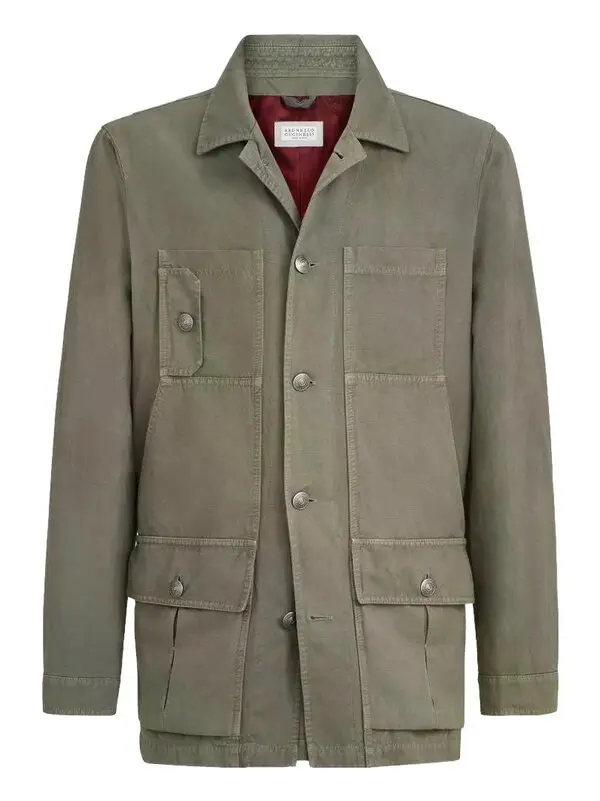 Brunello Cucinelli Cotton And Linen Canvas Outerwear Jacket - Green
