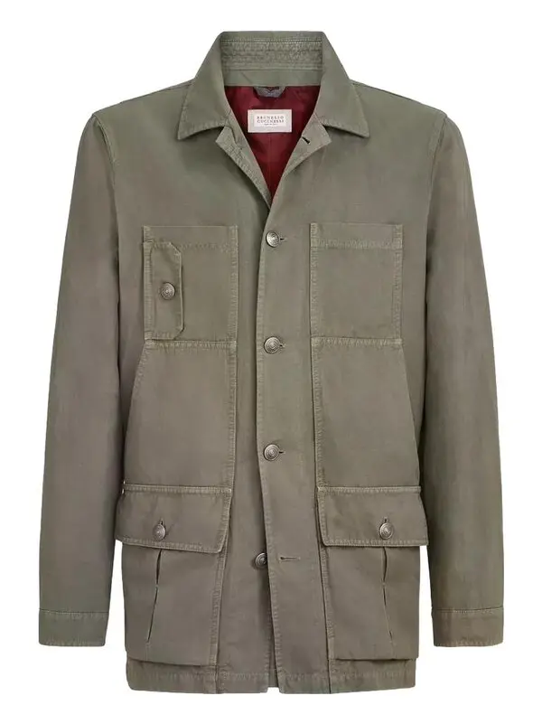 Brunello Cucinelli Cotton And Linen Canvas Outerwear Jacket - Green