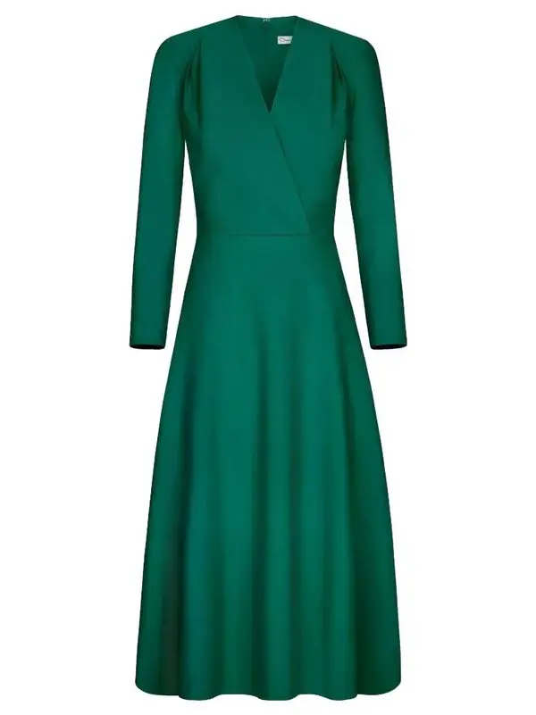Oscar De La Renta Wool-blend Long-sleeve Dress - Green