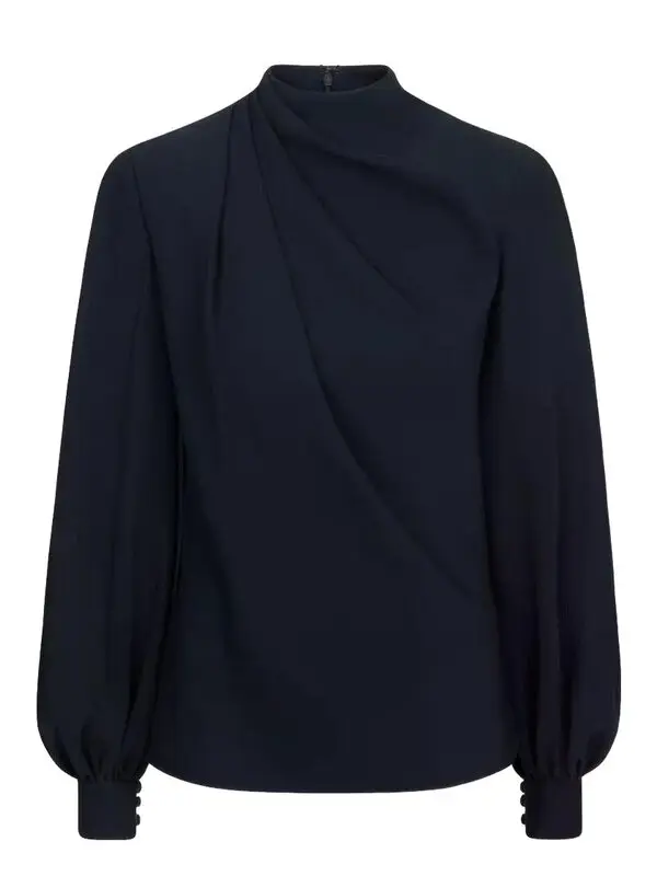 Oscar De La Renta Draped Georgette Blouse - Blue