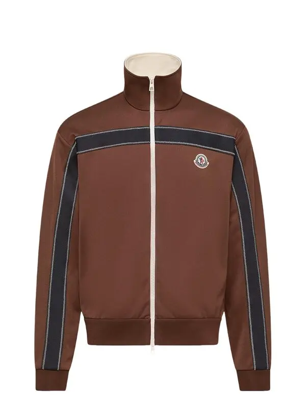 Moncler Topstitched Zip-up Sweatshirt - Brown