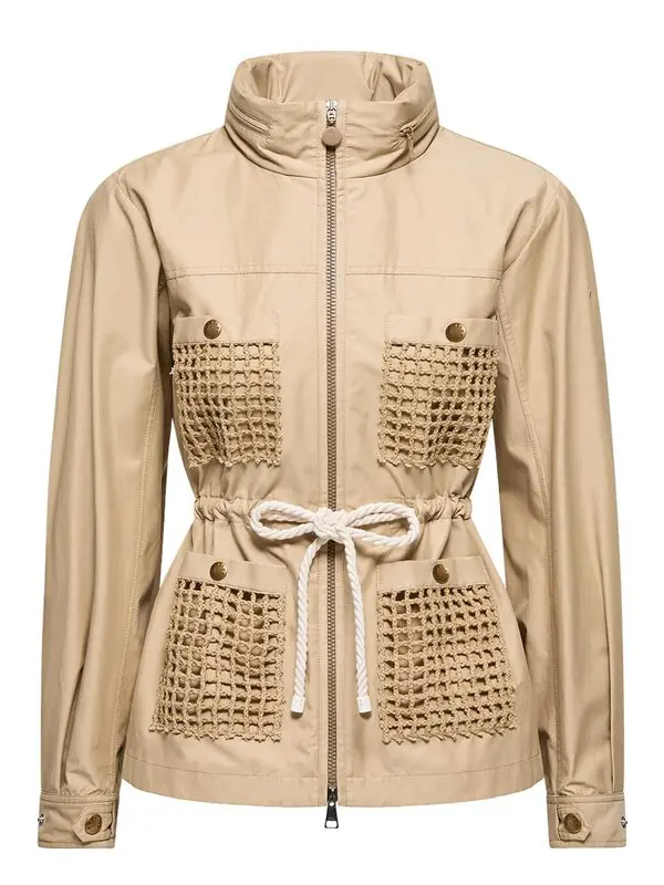 Moncler Bougain Twill Hooded Jacket - Beige