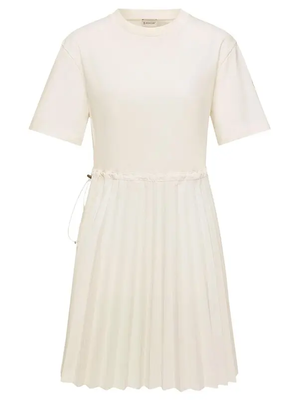 Moncler Pleated Cotton Midi Dress - White