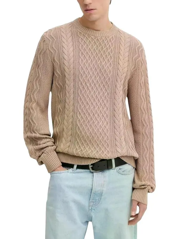Tommy Hilfiger Cable Knit Crew Neck Sweater - Neutrals
