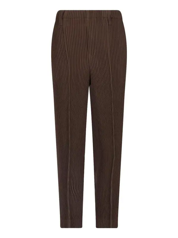 HOMME PLISSE Tuxedo Pleats Sweatpants - Brown