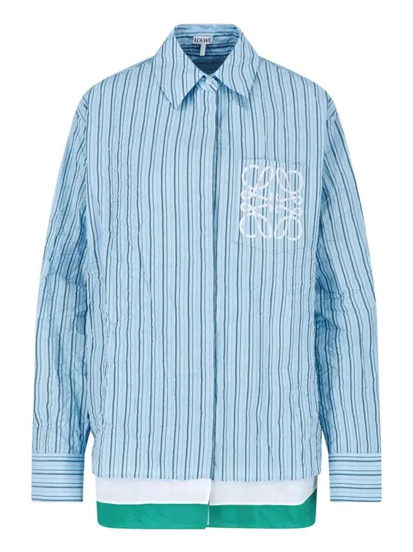 Loewe Striped Cotton Shirt - Light Blue