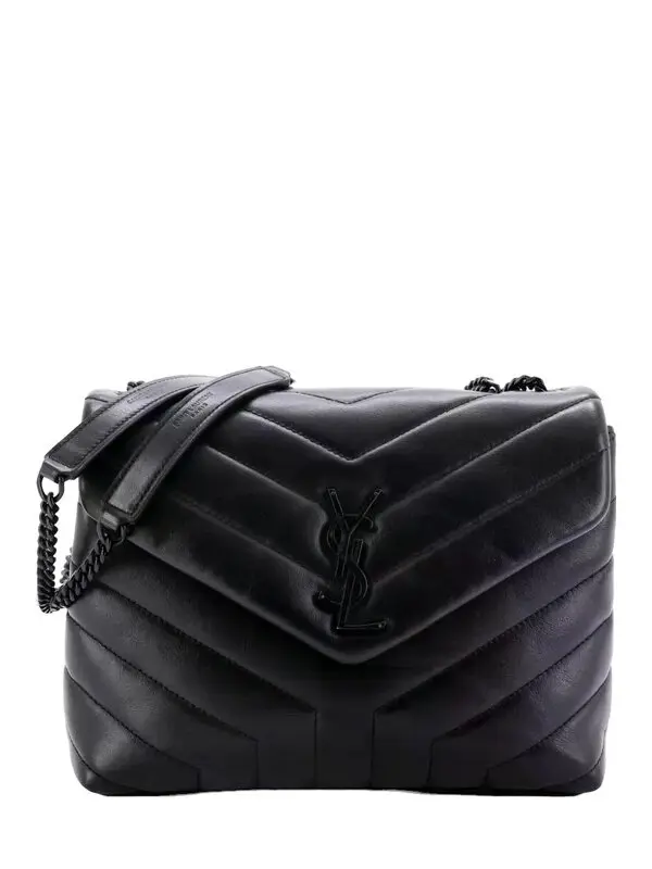 Saint Laurent Loulou Matelasse Chevron Leather Small Shoulder Bag - Black