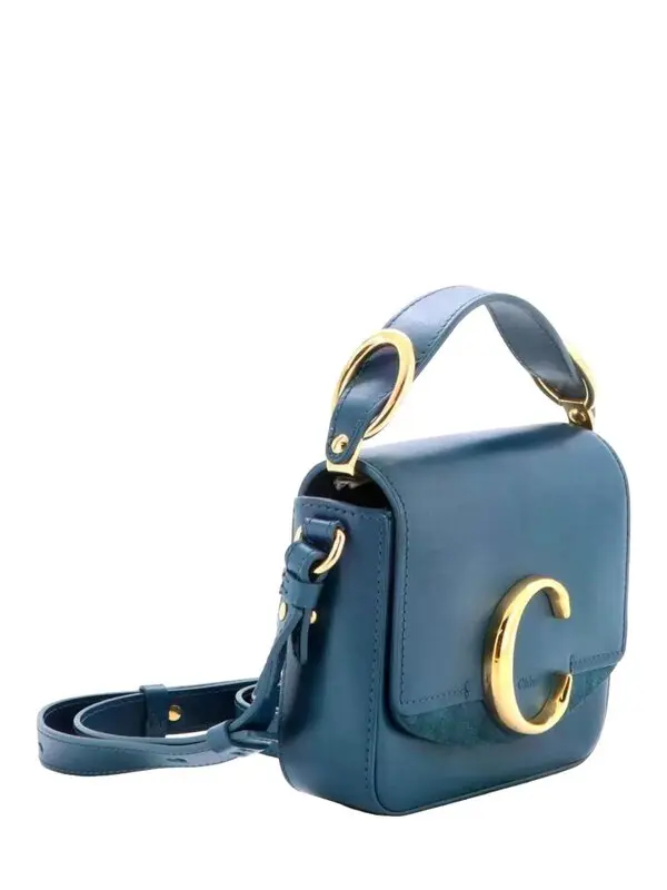 Chloé C Flap Leather Mini Crossbody Bag - Blue