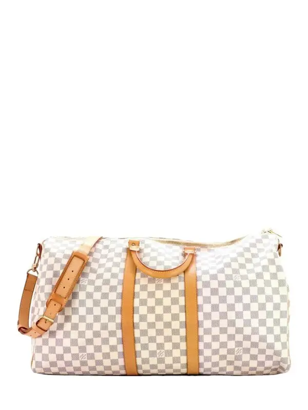 LOUIS VUITTON Keepall Bandouliere 55 Travel Bag - White