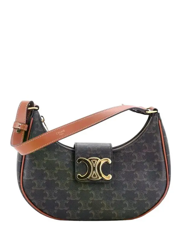 Celine Ava Triomphe Coated Canvas Shoulder Bag - Brown
