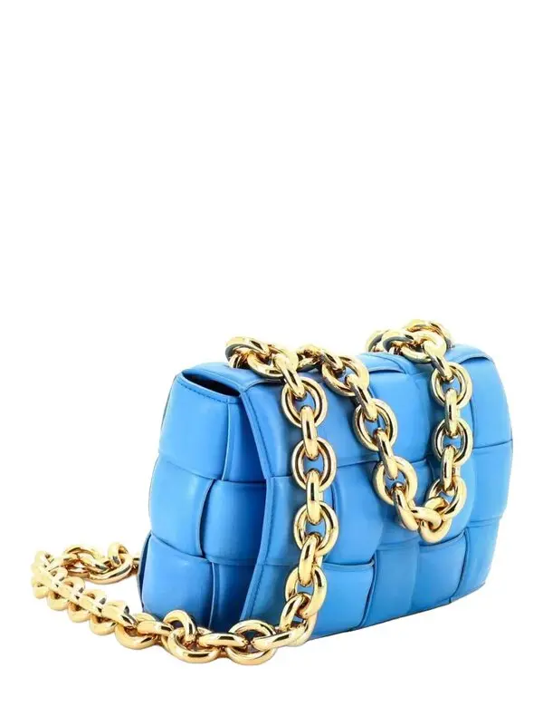 Bottega Veneta Cassette Chain Padded Maxi Intrecciato Leather Crossbody Bag - Blue