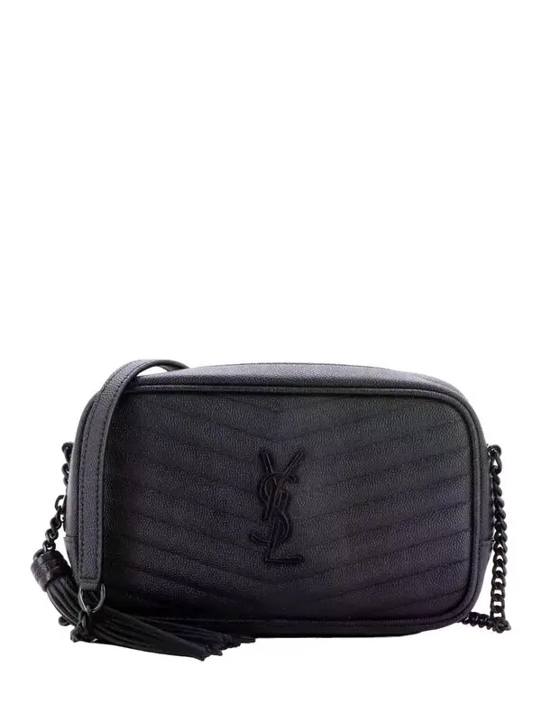Saint Laurent Lou Camera Bag Matelasse Chevron Leather Mini Crossbody Bag - Black