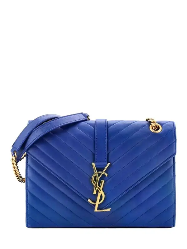 Saint Laurent Classic Monogram Envelope Satchel - Blue