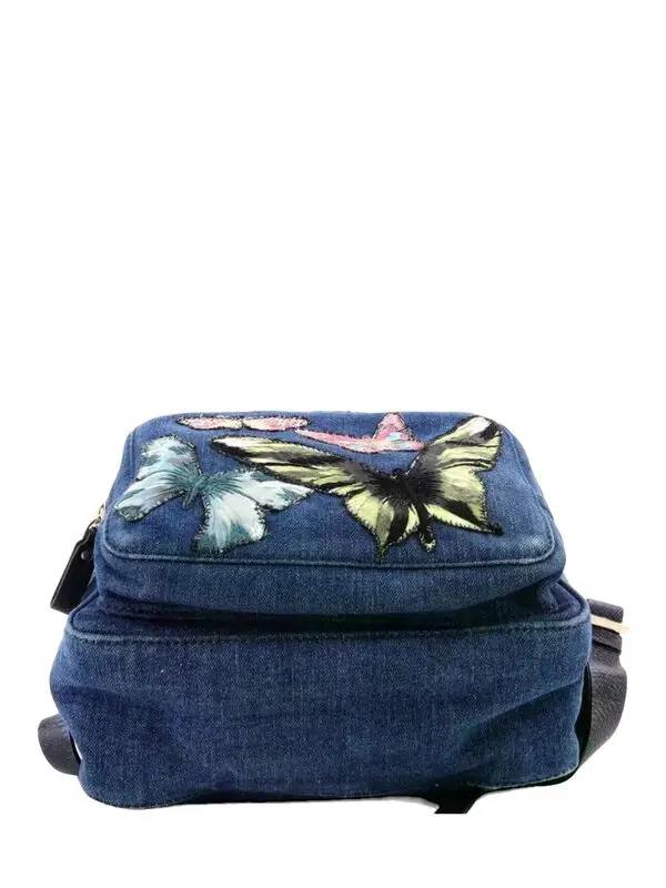 Valentino Garavani Denim Butterfly Applique Backpack - Blue