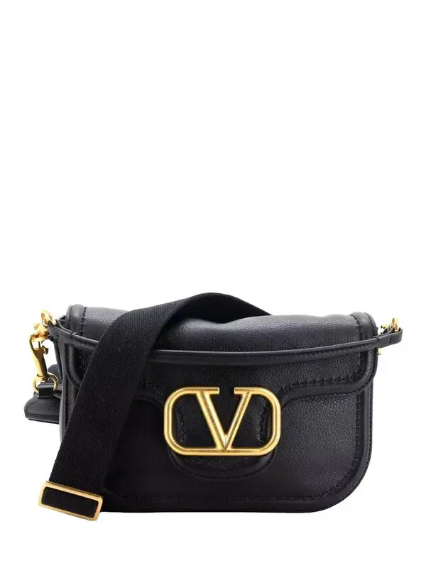 Valentino Garavani Alltime Leather Shoulder Bag - Black