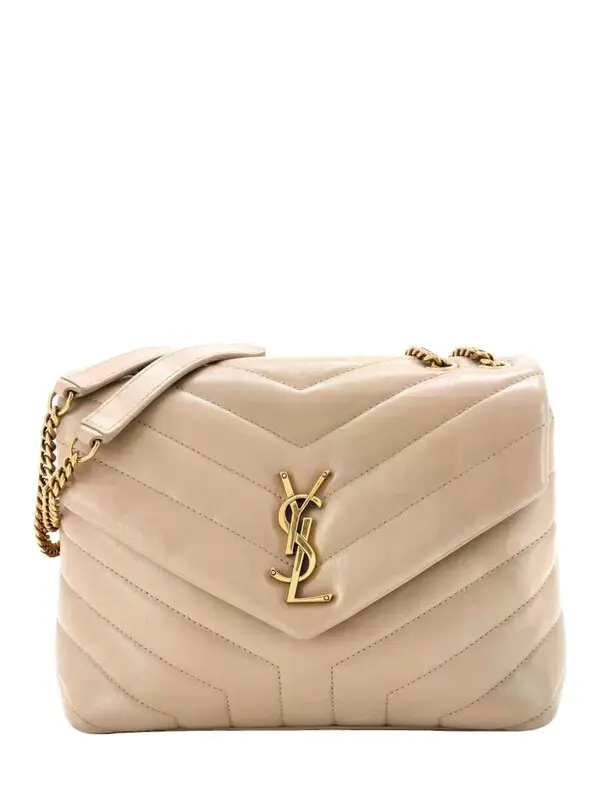 Saint Laurent Loulou Matelasse Chevron Leather Small Shoulder Bag - Neutrals