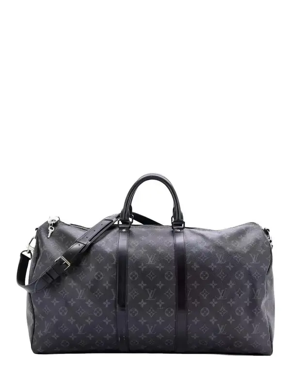 LOUIS VUITTON Keepall Bandouliere 55 Travel Bag Monogram Eclipse Canvas - Black