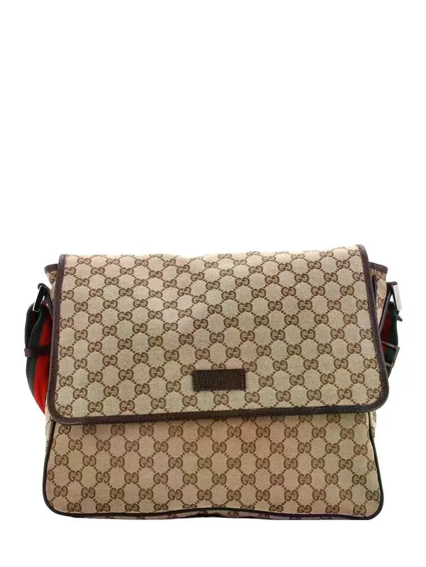 Gucci Web Strap Flap Messenger Gg Canvas Medium - Brown