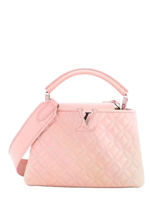 LOUIS VUITTON Capucines Bb Satchel Monogram Flower Quilted Lambskin - Pink